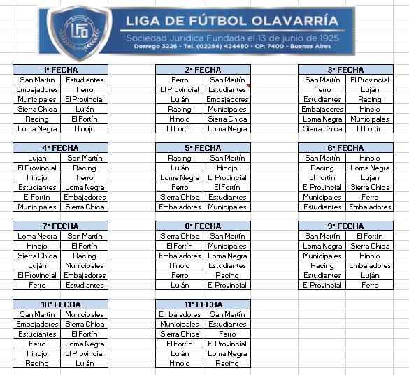Se conoció el fixture del torneo de la liga de fútbol :: Canal Verte
