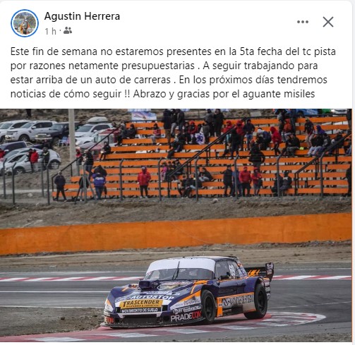 Agustín Herrera no correrá en Concepción del Uruguay :: Canal Verte